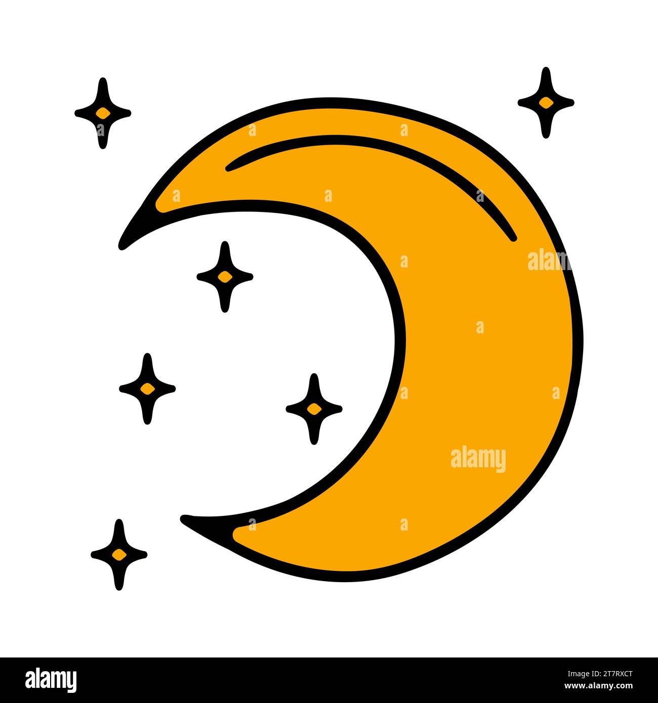 Moon half with star, waning or waxing crescent moon on transparent ...