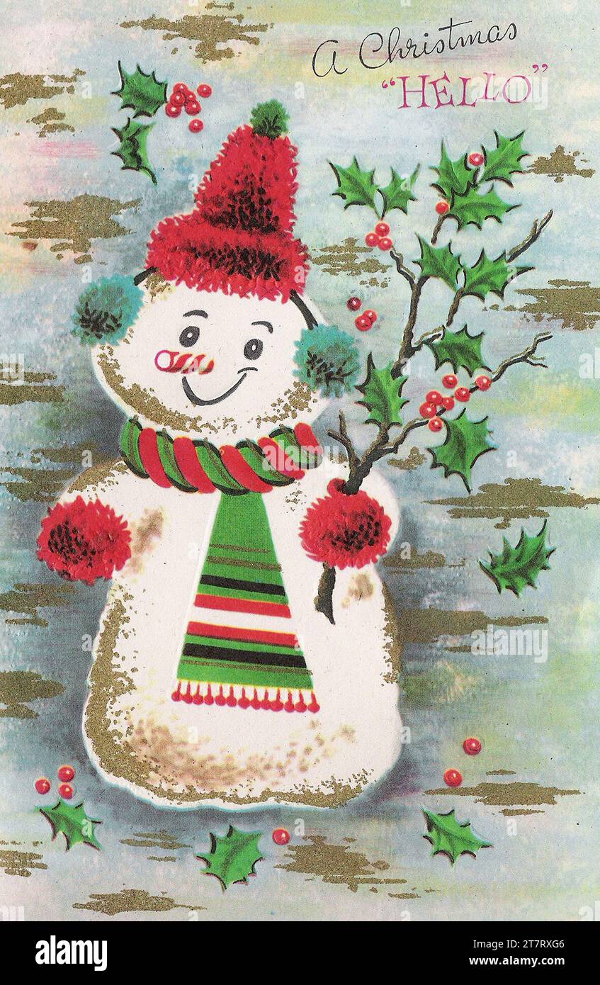 Vintage Christmas, winter illustrations of snowmen (and usally the ...