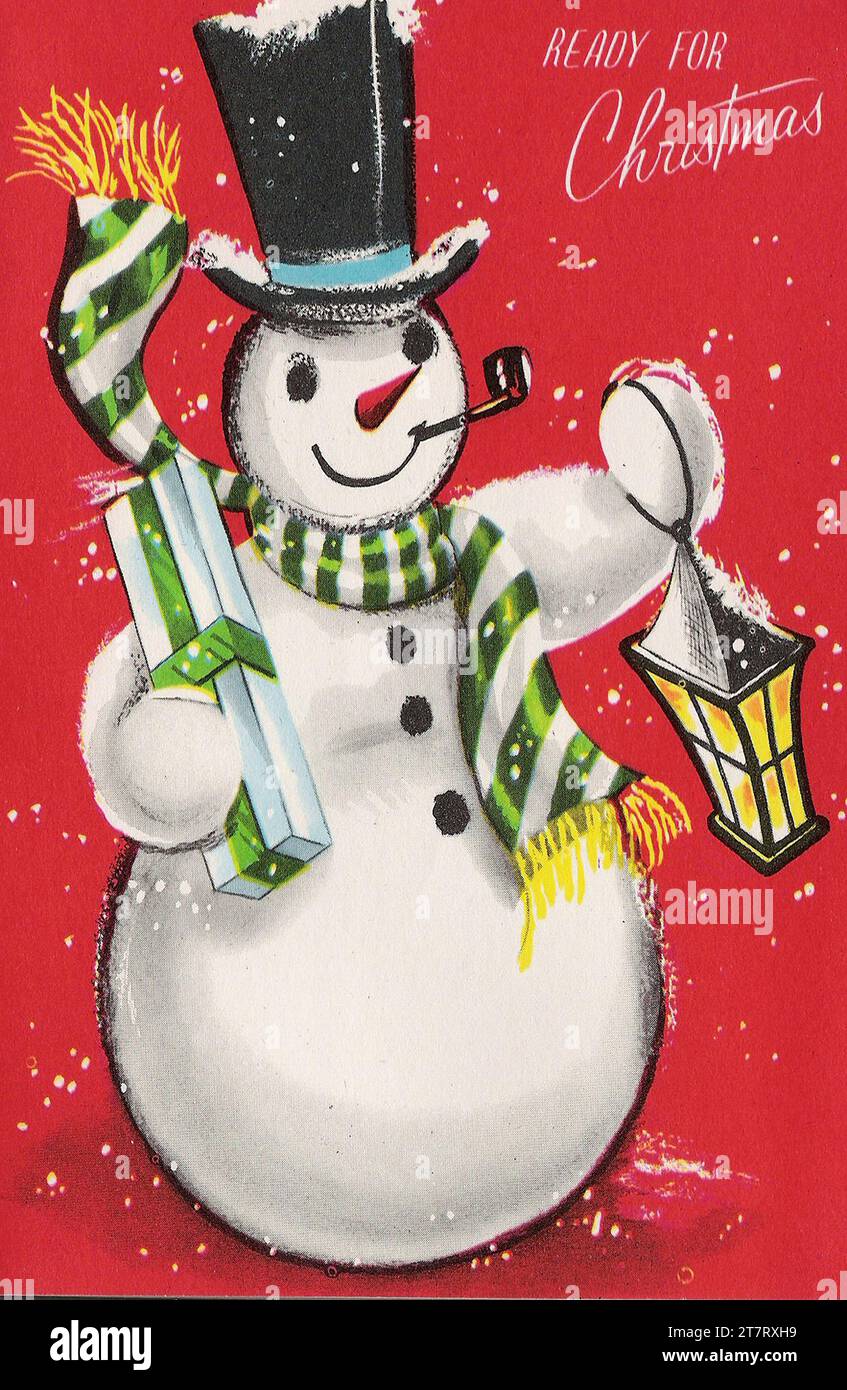 Vintage Christmas, winter illustrations of snowmen (and usally the ...