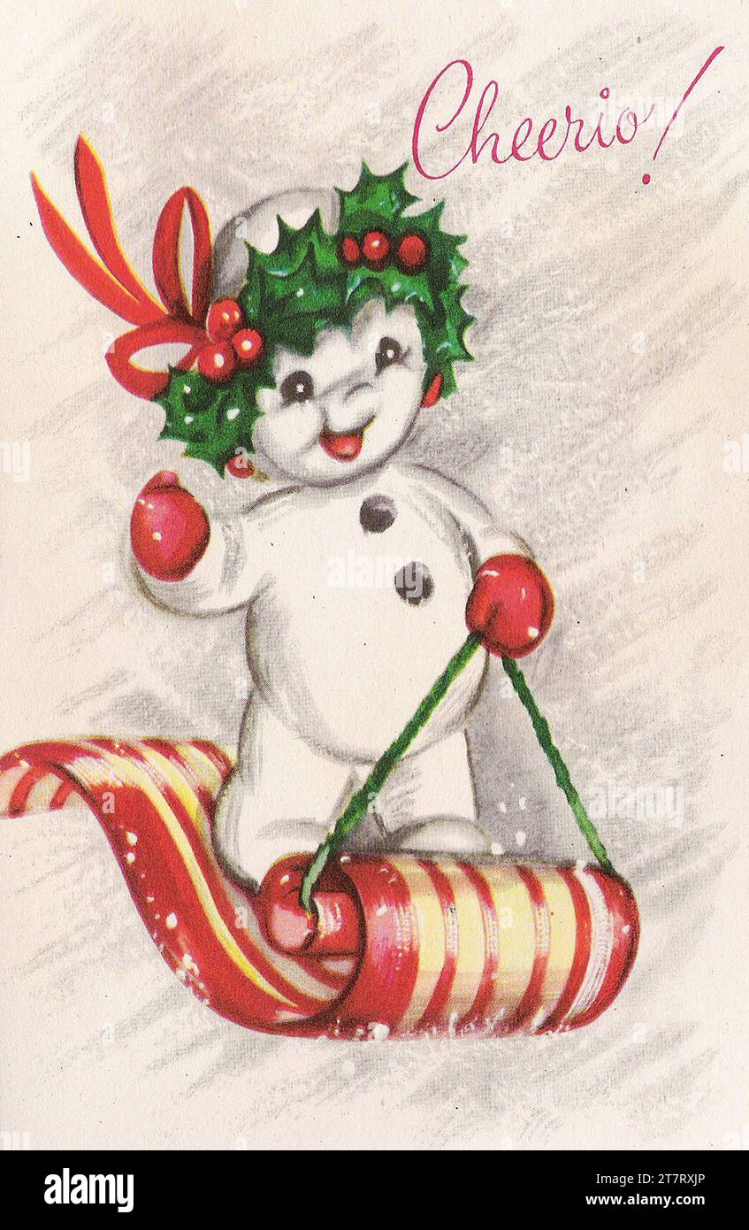 Vintage Christmas, winter illustrations of snowmen (and usally the ...