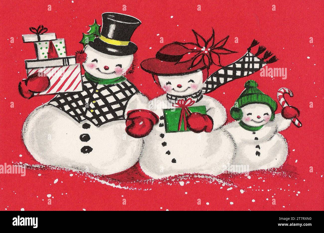 Vintage Christmas, winter illustrations of snowmen (and usally the ...