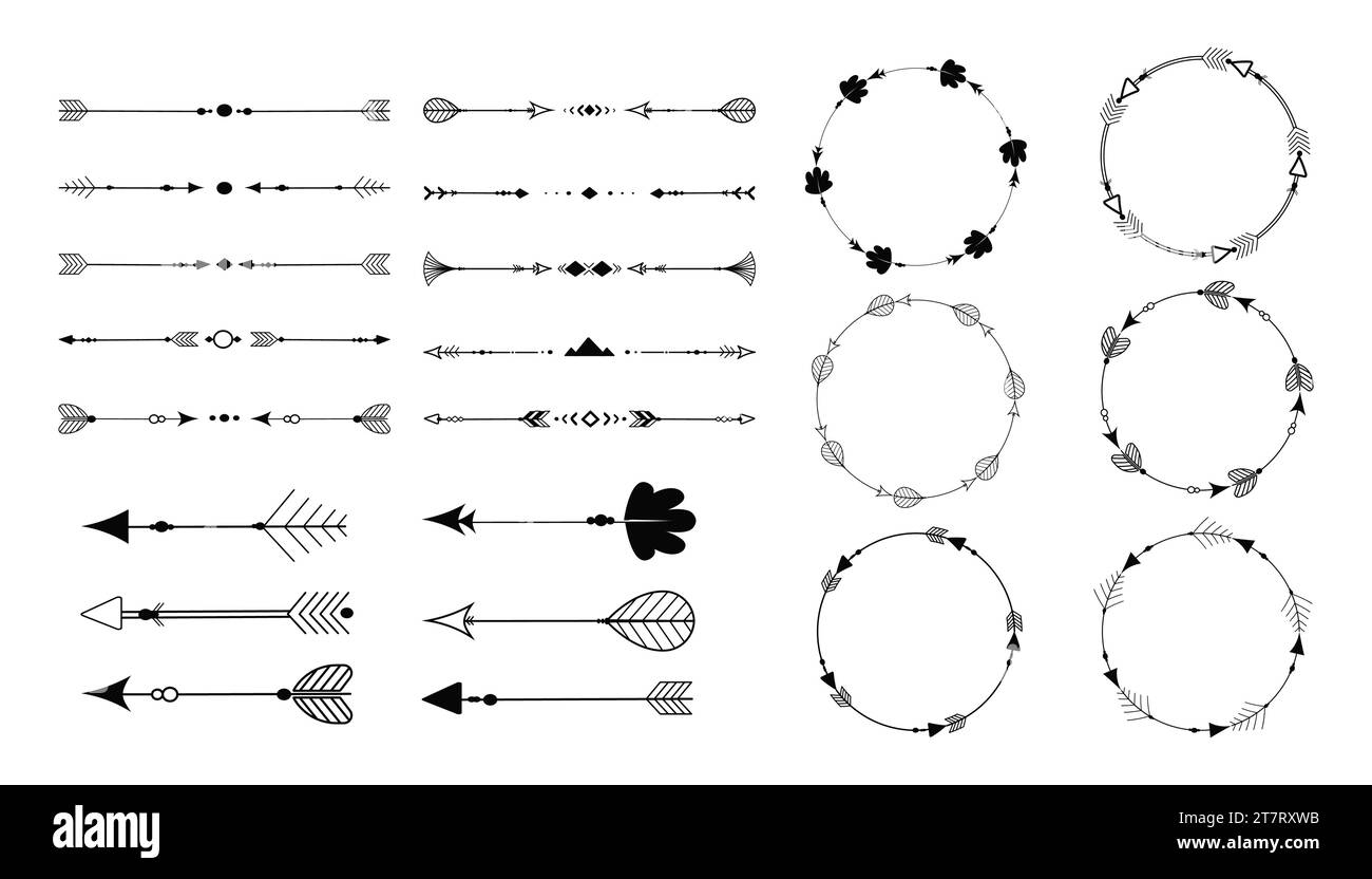 Set tribal ethnic arrow dividers, native indian bow boho an frames in ...