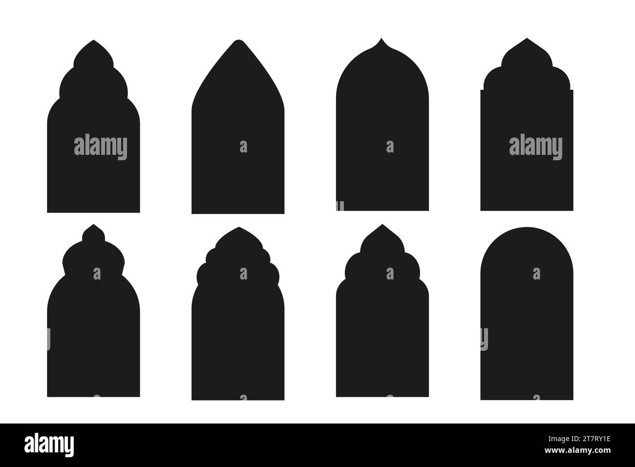 Set islamic arch frames, window or door silhouette, simple geometric ...