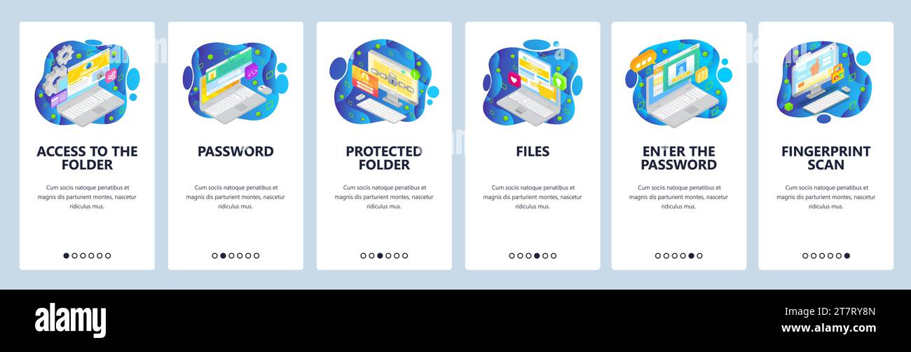 Mobile App Onboarding Screens Files Secure Access Cyber Security Account Login Password