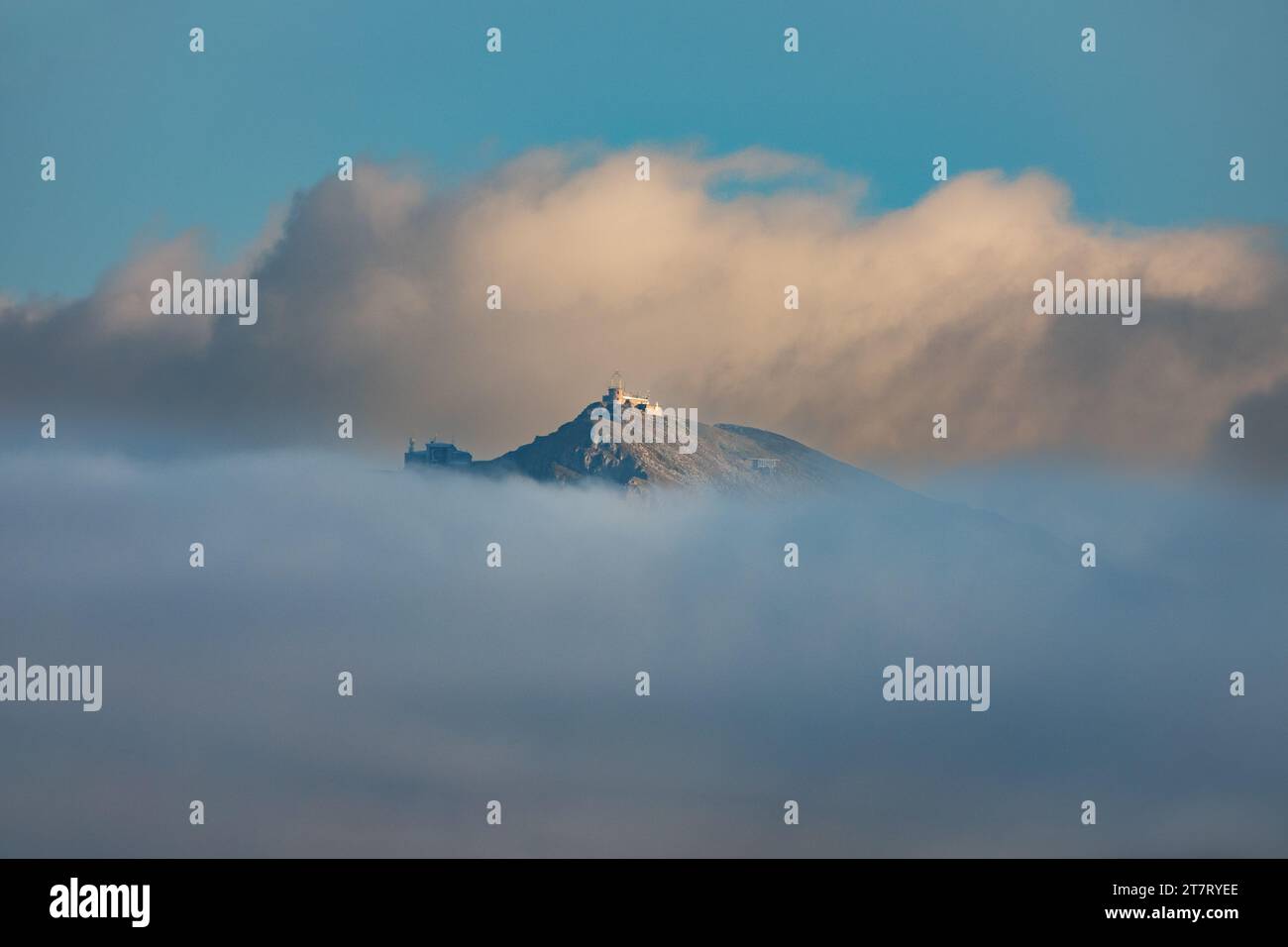 Kasprowy Wierch in the clouds on the blue sky, Zakopane, Poland Stock ...