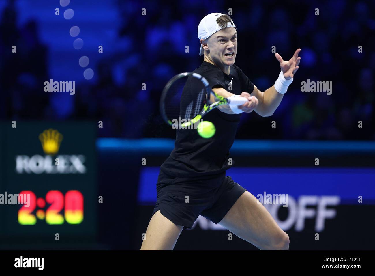 Torino, Italy. 16th Nov, 2023. Holger Rune of Denmark in action during ...