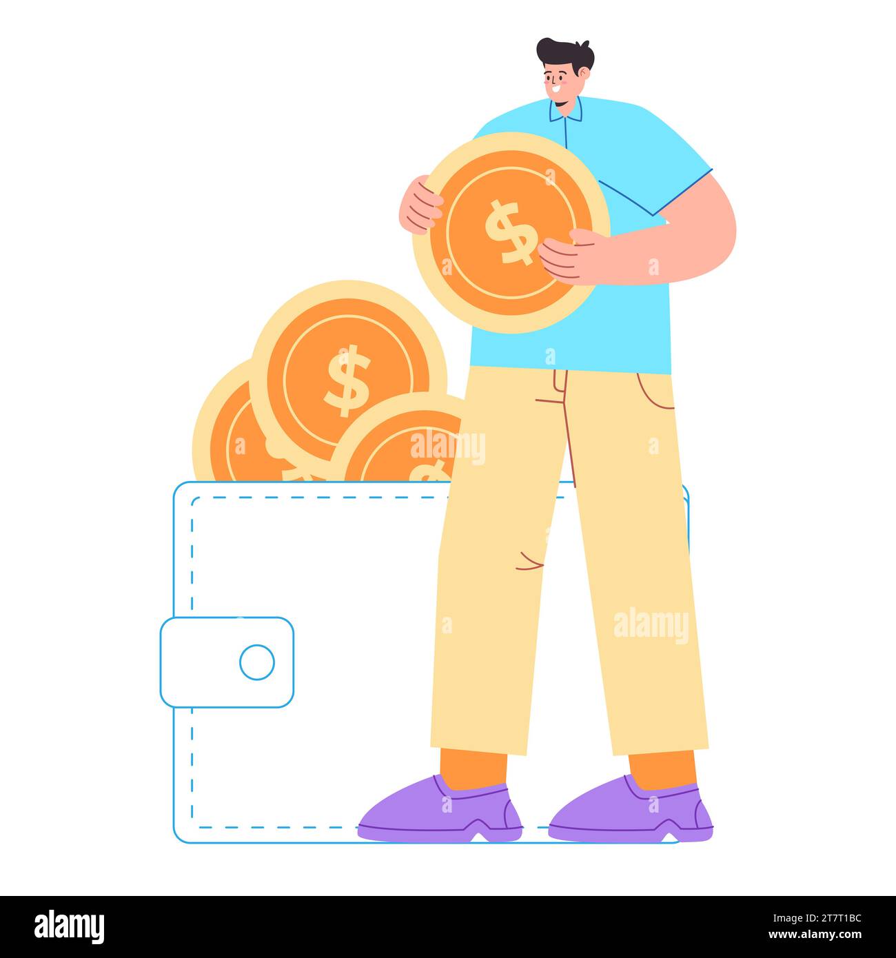 Large wallet man manage financial planning money management symbol ...