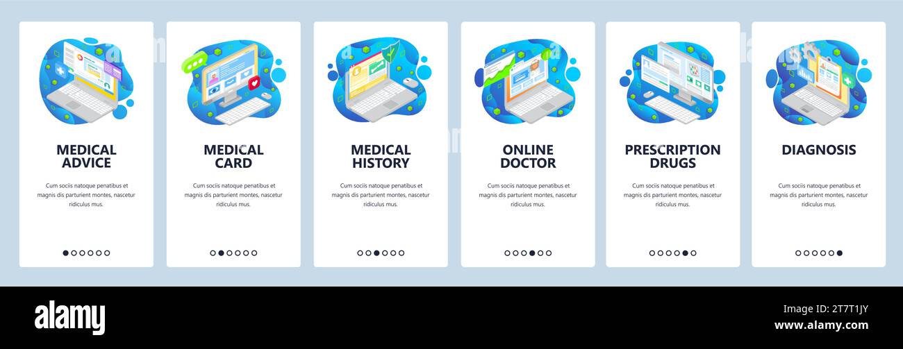 Mobile app screens. Online doctor consultation, health and telemedicine ...