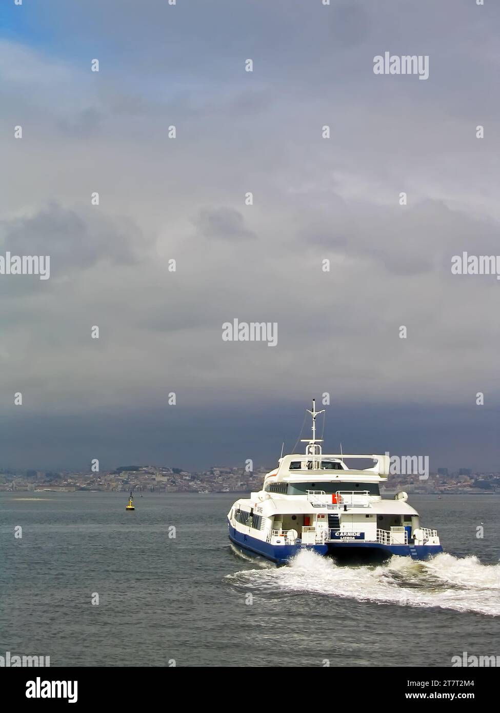 Seixal, Portugal. September 10, 2023: The Carnide, a modern jet ferry ...