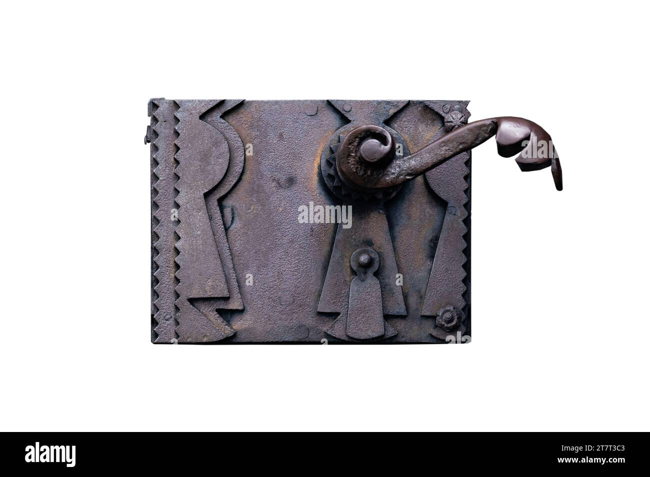 medieval door lock isolated on a white background Stock Photo - Alamy