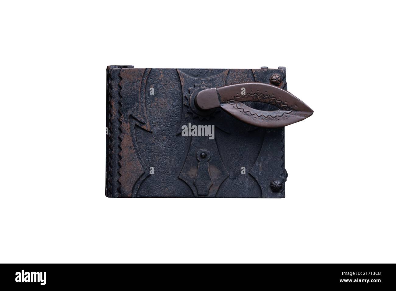 medieval door lock isolated on a white background Stock Photo - Alamy