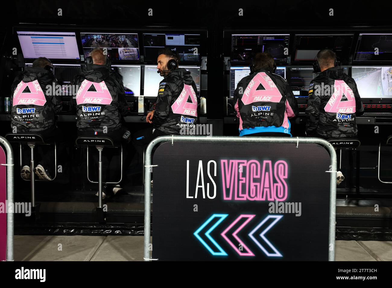 Las Vegas, USA. 16th Nov, 2023. Alpine F1 Team pit gantry. 16.11.2023 ...