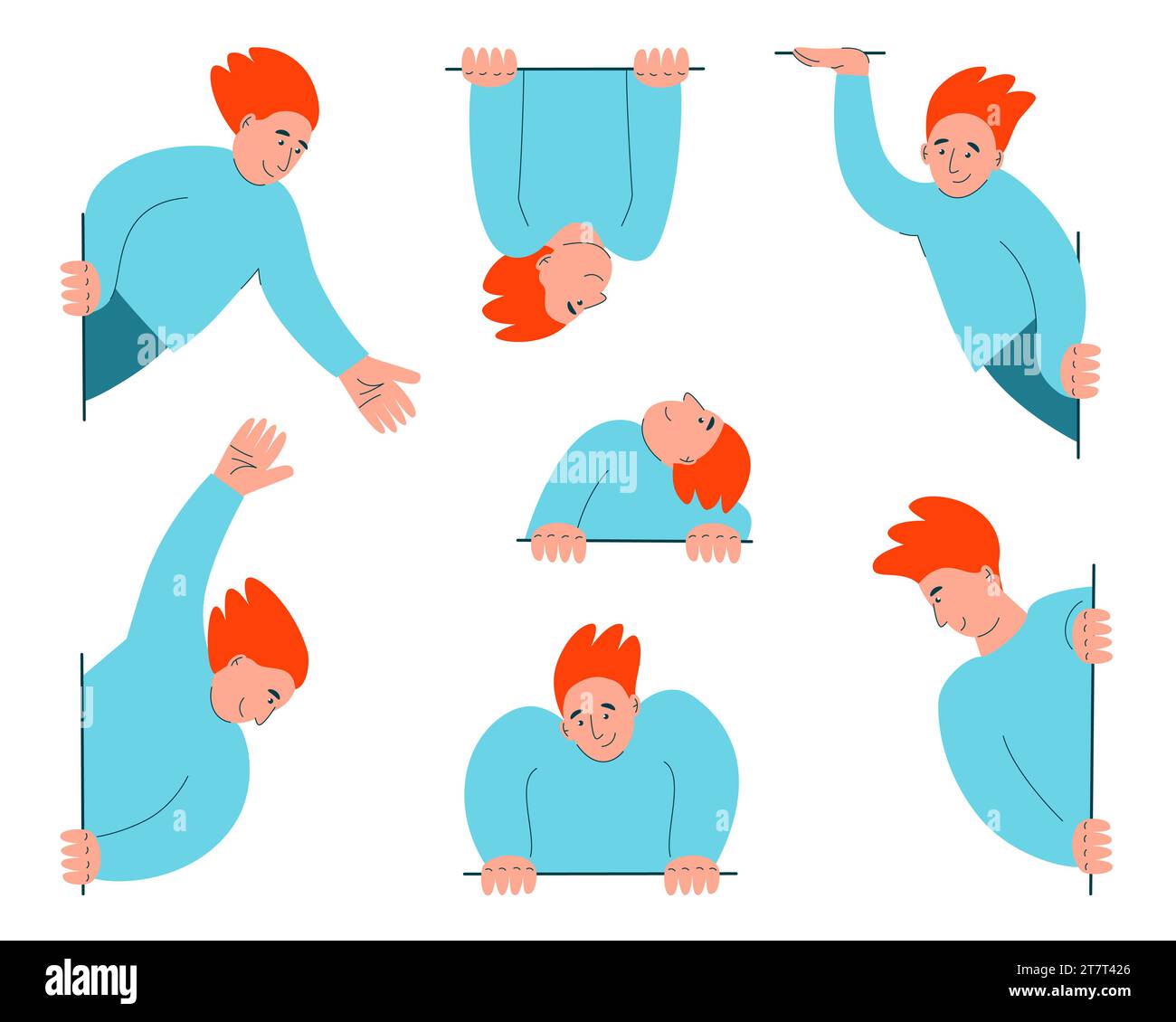 Positive man peeking with greeting gesture, saying hello, look here ...