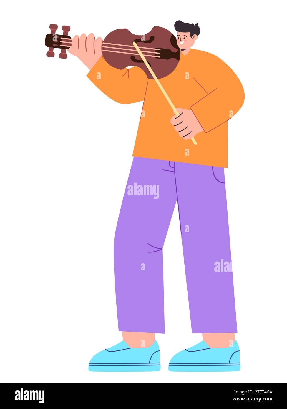 Man playing violin music instrument violinist alone drawing flat ...