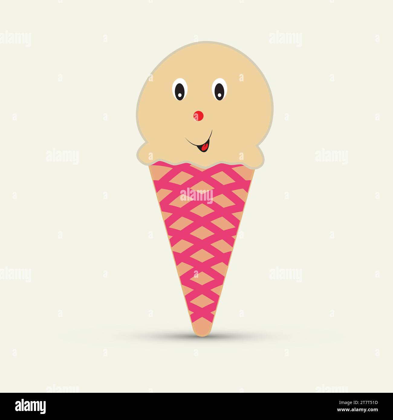 Cute ice cream character cartoon style on white background Stock Vector ...