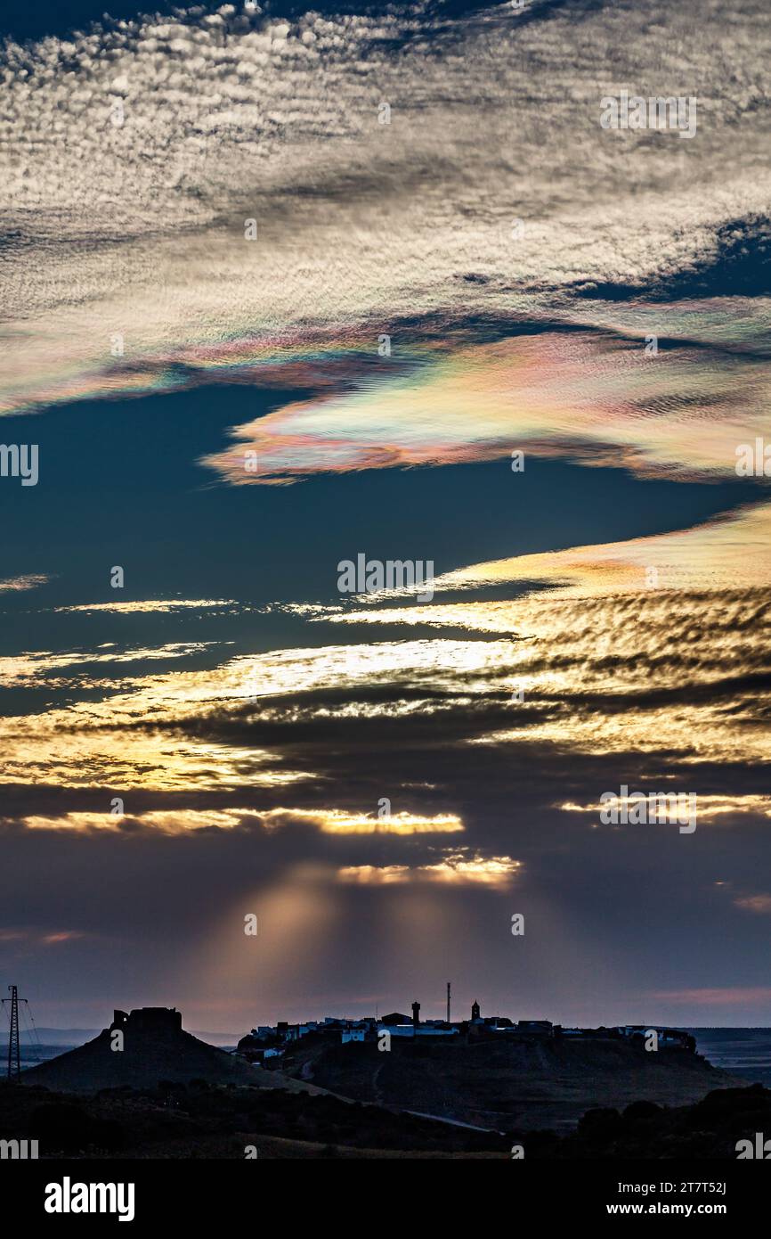 Iridescent clouds at sunset over Alhambra Stock Photo - Alamy