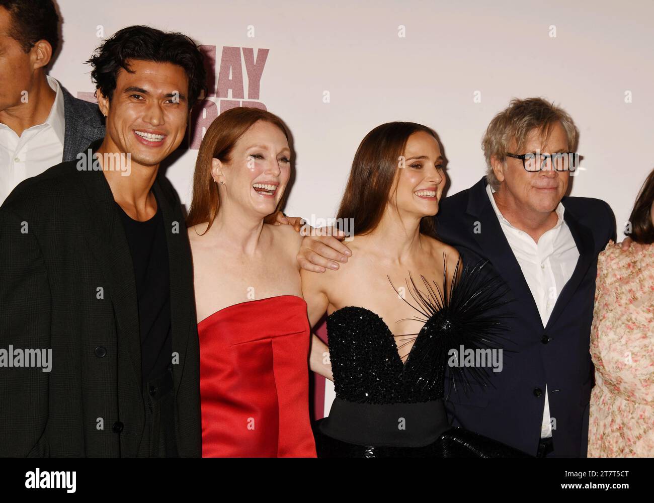 LOS ANGELES, CALIFORNIA - NOVEMBER 16: (L-R) Charles Melton, Julianne Moore, Natalie Portman and ...