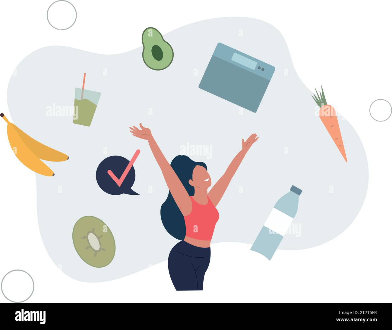 Weight loss diet plan.slim girl and healthy eating.flat vector ...