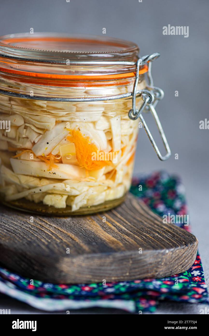 Fermented cabbage with garlic and carrot Stock Photo - Alamy