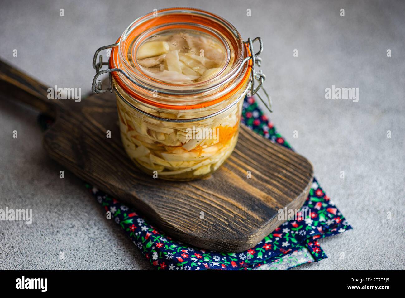 Fermented cabbage with garlic and carrot Stock Photo - Alamy