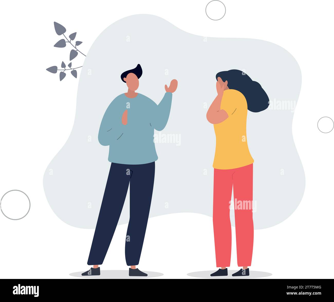 conflicting aggressive and shouting people. Quarrel, divorce ...