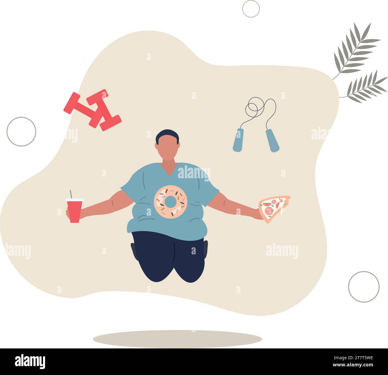 Weight loss.fat man jumping rope.flat vector illustration Stock Vector ...