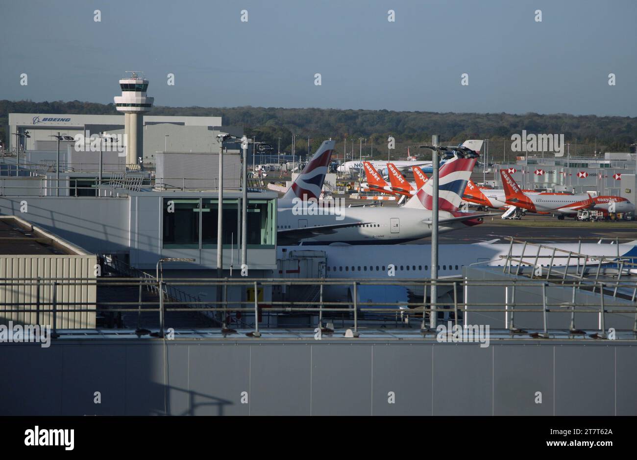 A view from the South Terminal at London Gatwick Airport towards the ...
