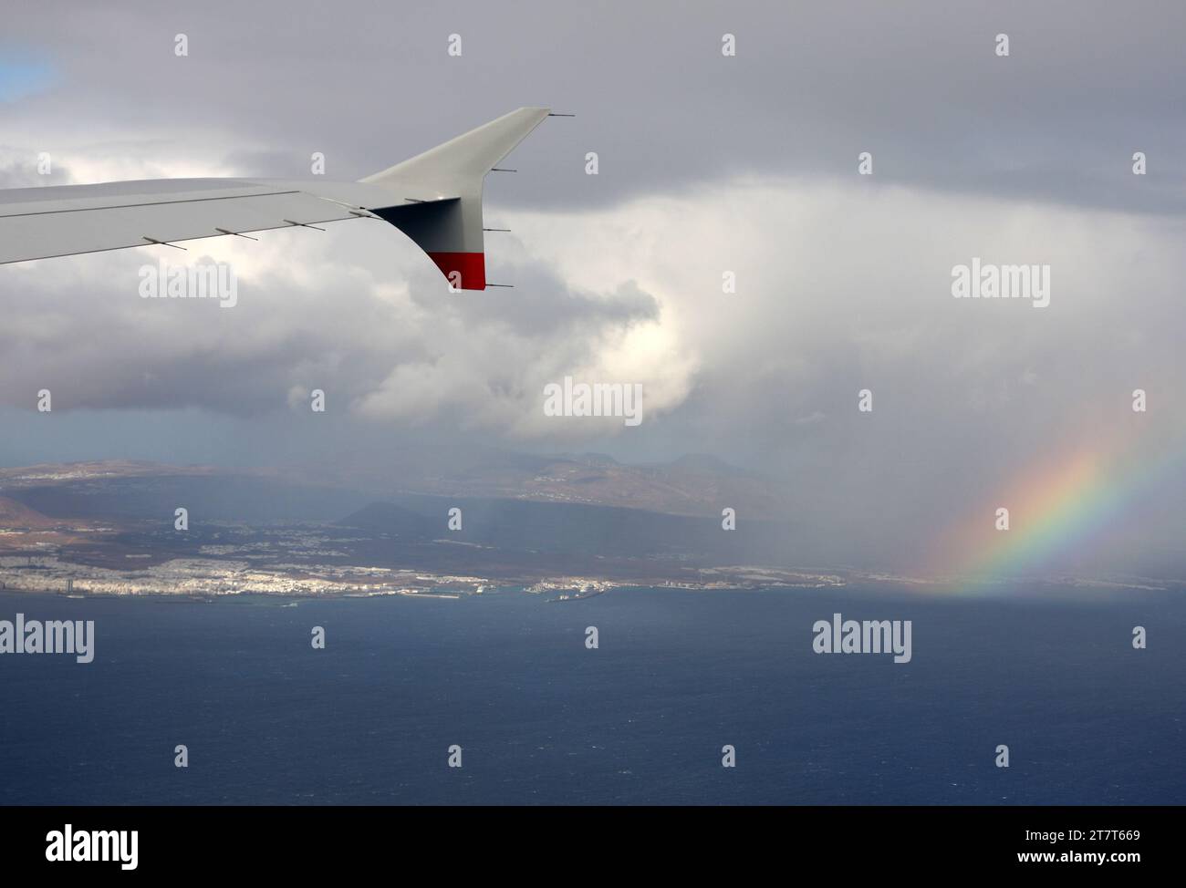 A view of Lanzarote Arrecife Airport as seen from an arriving British ...