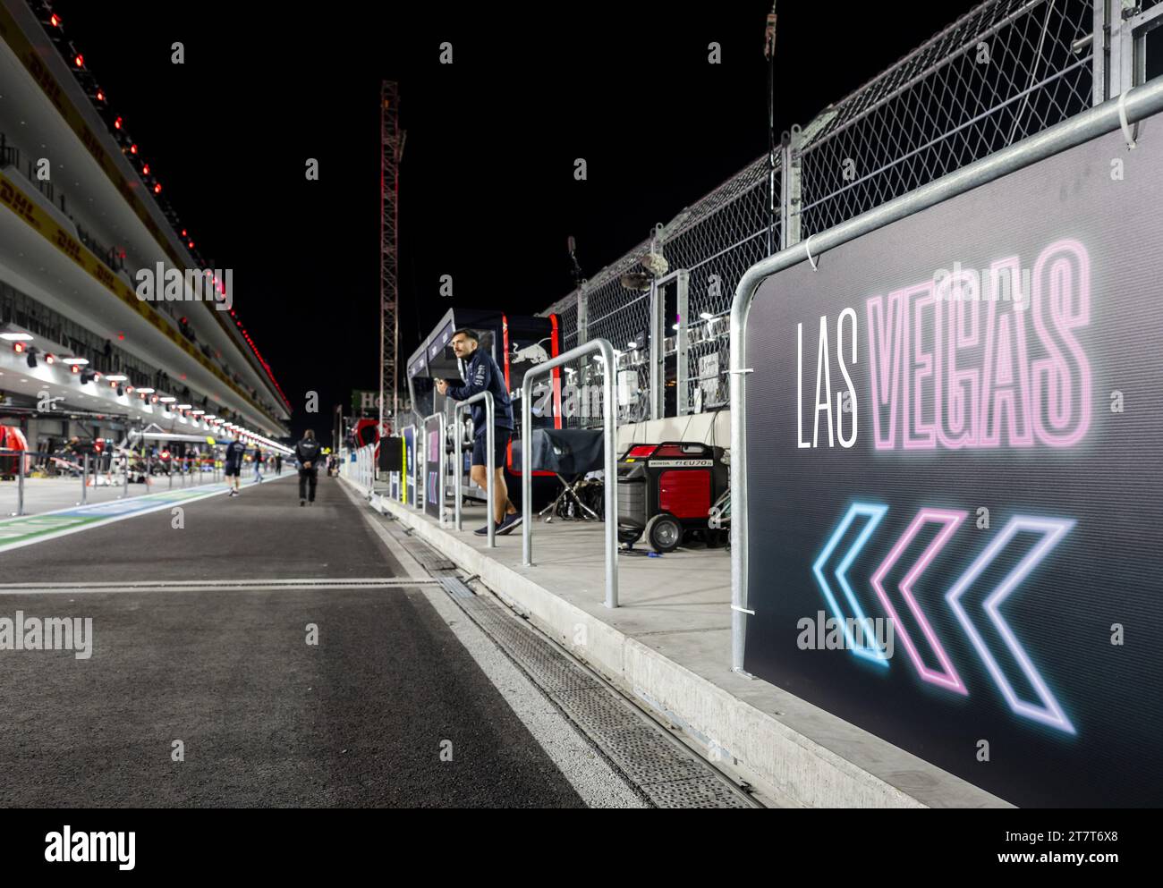 LAS VEGAS - The pit lane awaiting the 2nd free practice prior to the ...