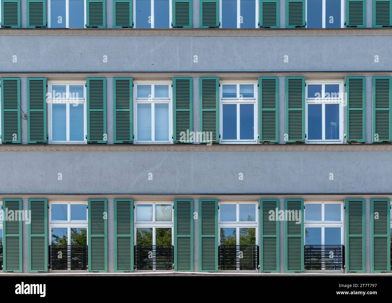 windows with green facade, Hamburg Stock Photo - Alamy