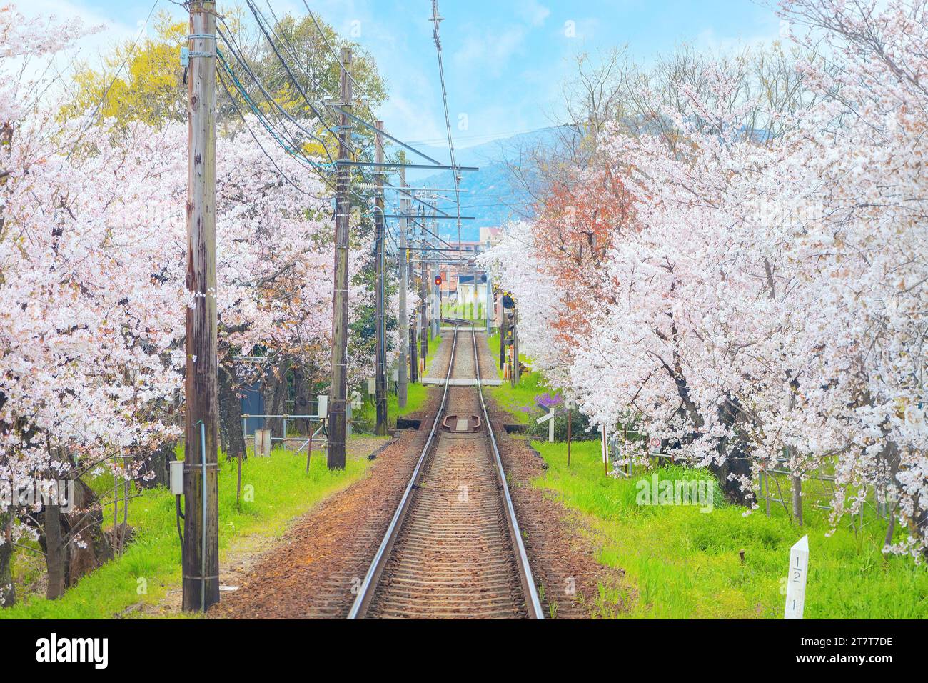Kyoto, Japan - March 31 2023: Keifuku Tram is operated by Keifuku ...