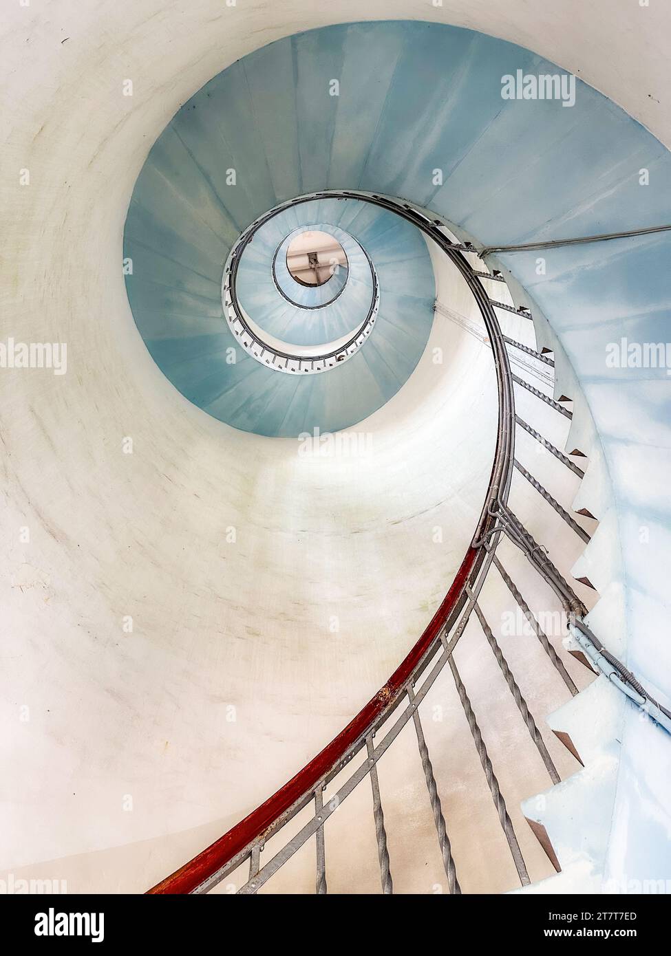 Staircase in the lighthouse Lyngvig Fyr near Hvide Sande, Denmark Stock ...