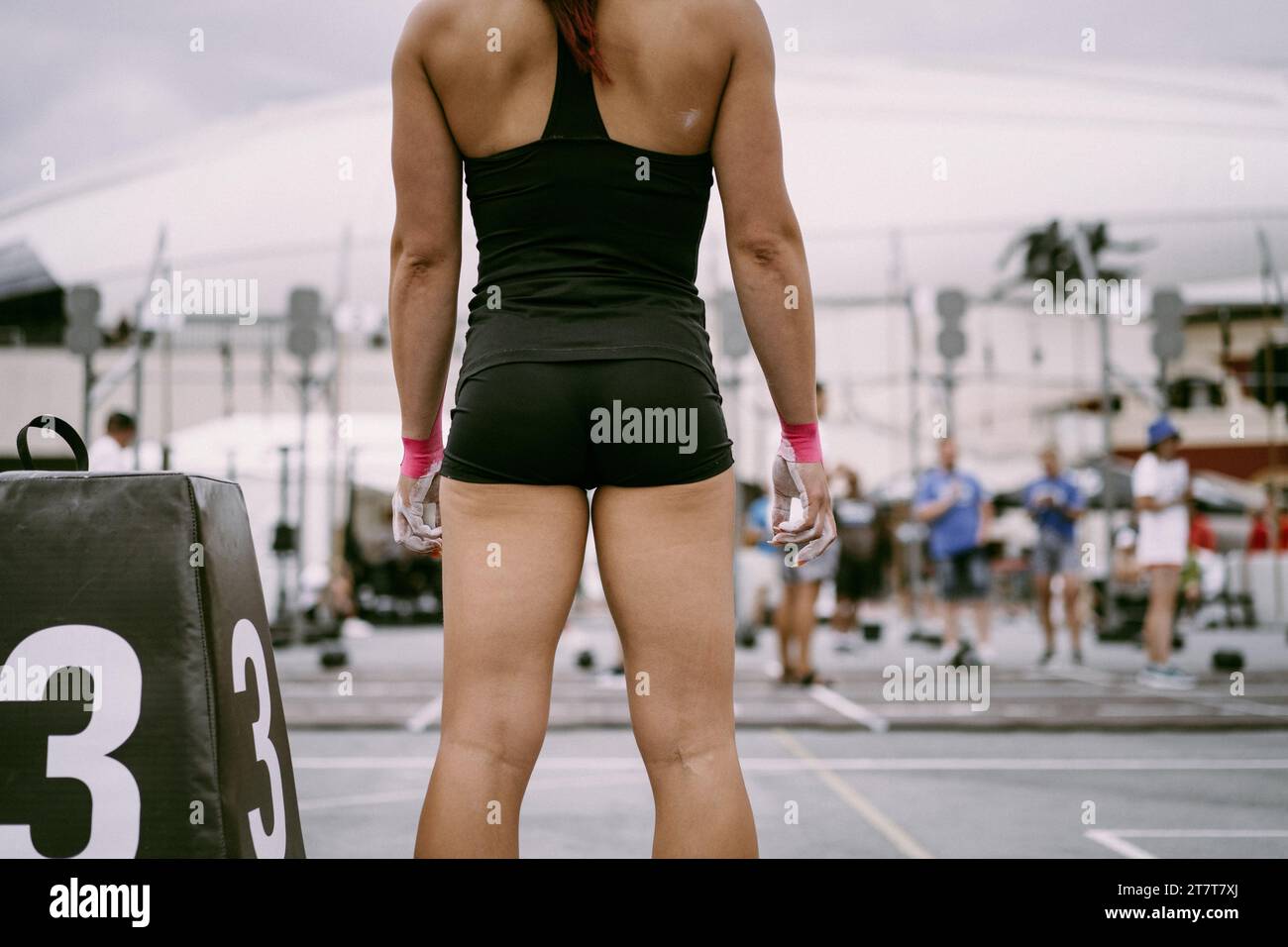 Women's CrossFit competition. Young woman crossfit athlete Stock Photo ...