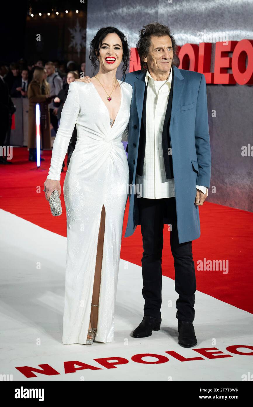 Sally Humphreys Wood, left, and Ronnie Wood pose for photographers upon ...