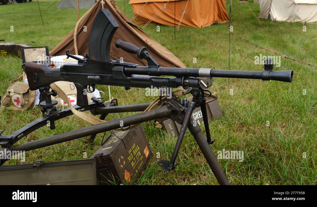 British Bren light squad machine gun, 0.303 magazine Stock Photo - Alamy