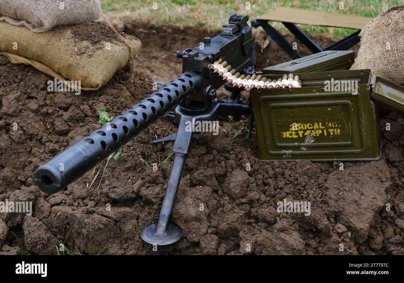 The M1919 Browning is a .30 caliber medium machine gun that was widely used during the 20th ...