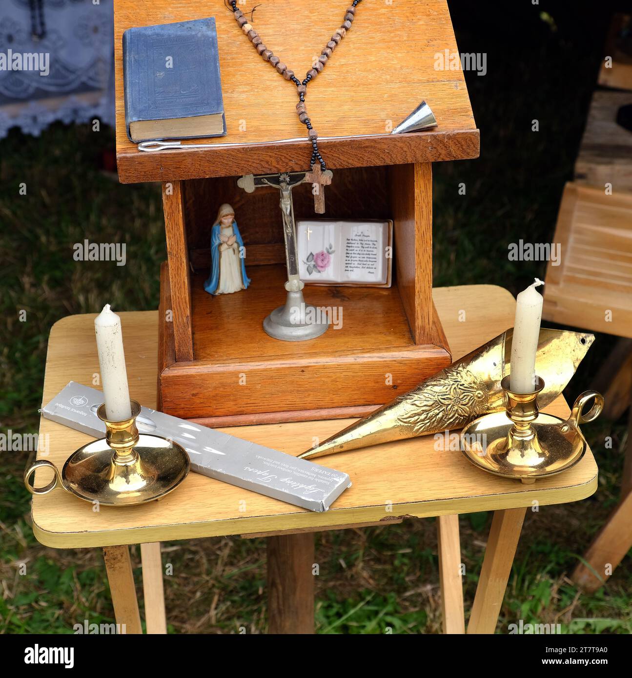 Small portable shrine or alter as used in WW2 Stock Photo - Alamy