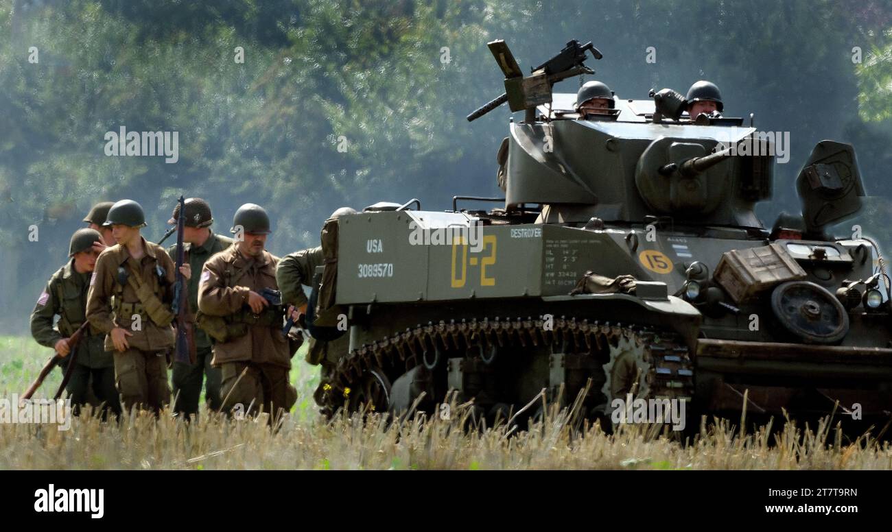 Victory show, Leicester, Uk, 2023. Soldier enactors in mock battle ...