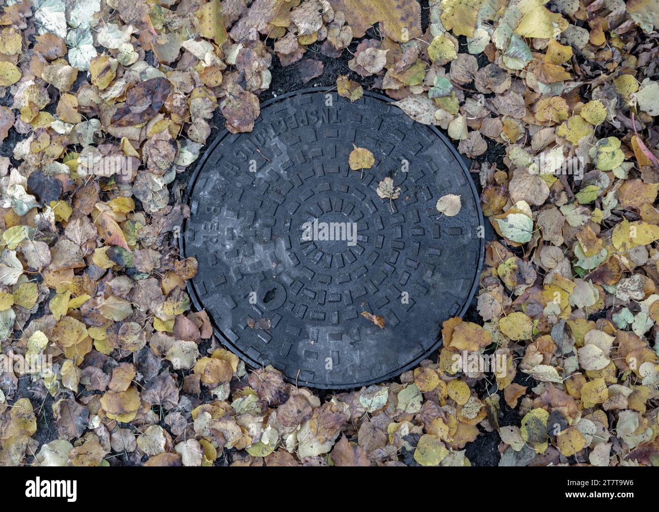 London, UK - Nov 05, 2023 - Inspection chamber or manhole of a sewerage ...
