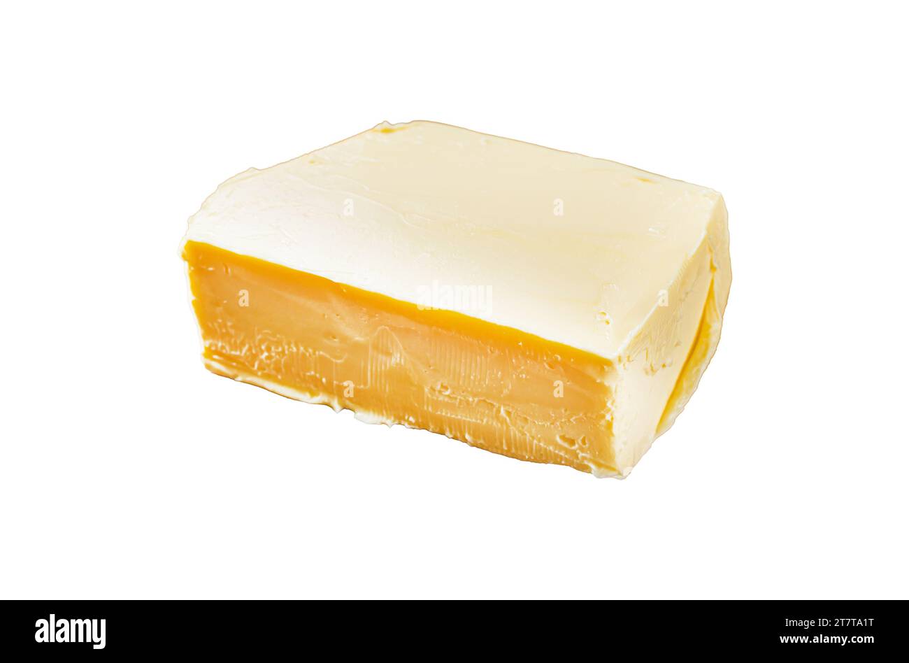 Butter block on wooden board with herbs. Isolated, white background ...