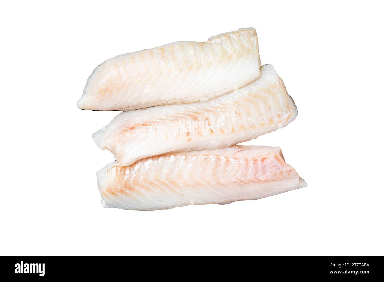 Fillets of codfish, raw cod fish meat. Isolated, white background Stock ...