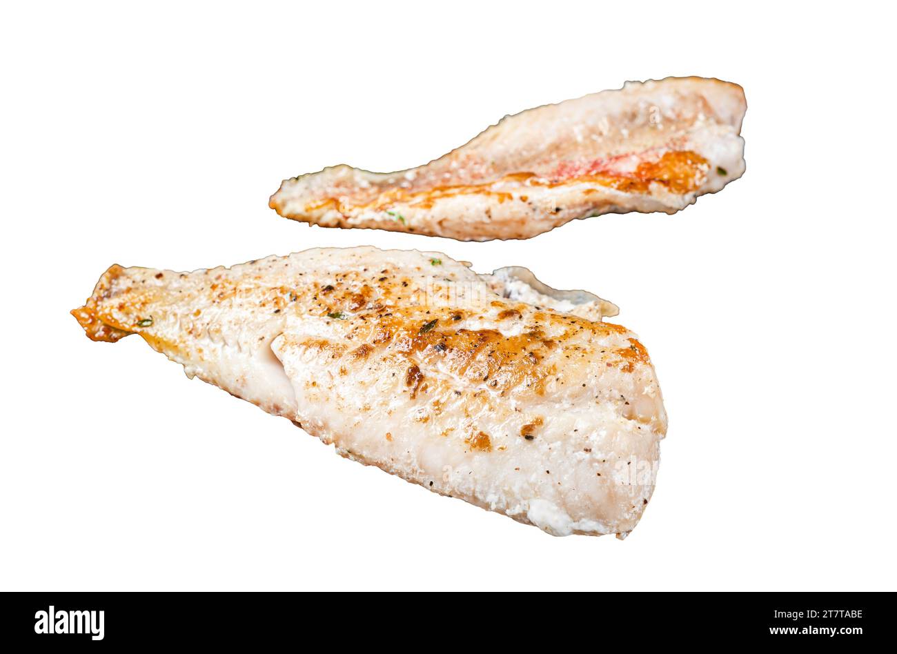 Grilled sea red perch fillet, Snapper fish on a rack. Isolated, white ...