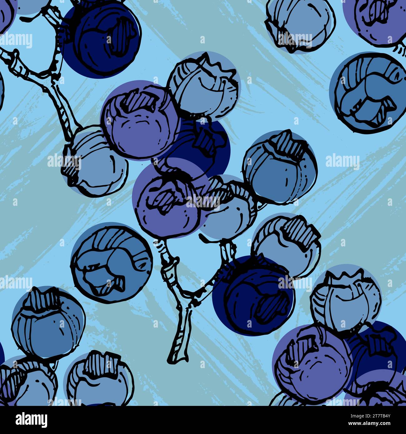Seamless pattern sketch. Blueberry pattern vector sketch. Blueberry ...