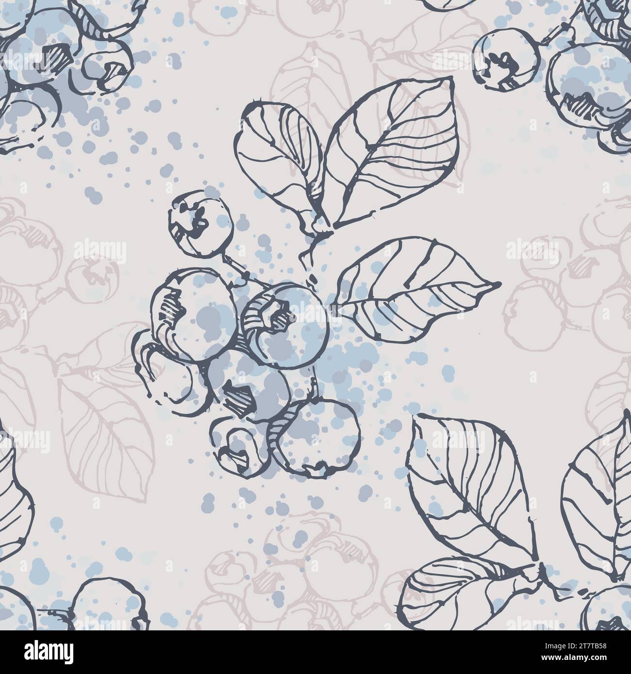 Seamless pattern sketch. Blueberry pattern vector sketch. Blueberry ...