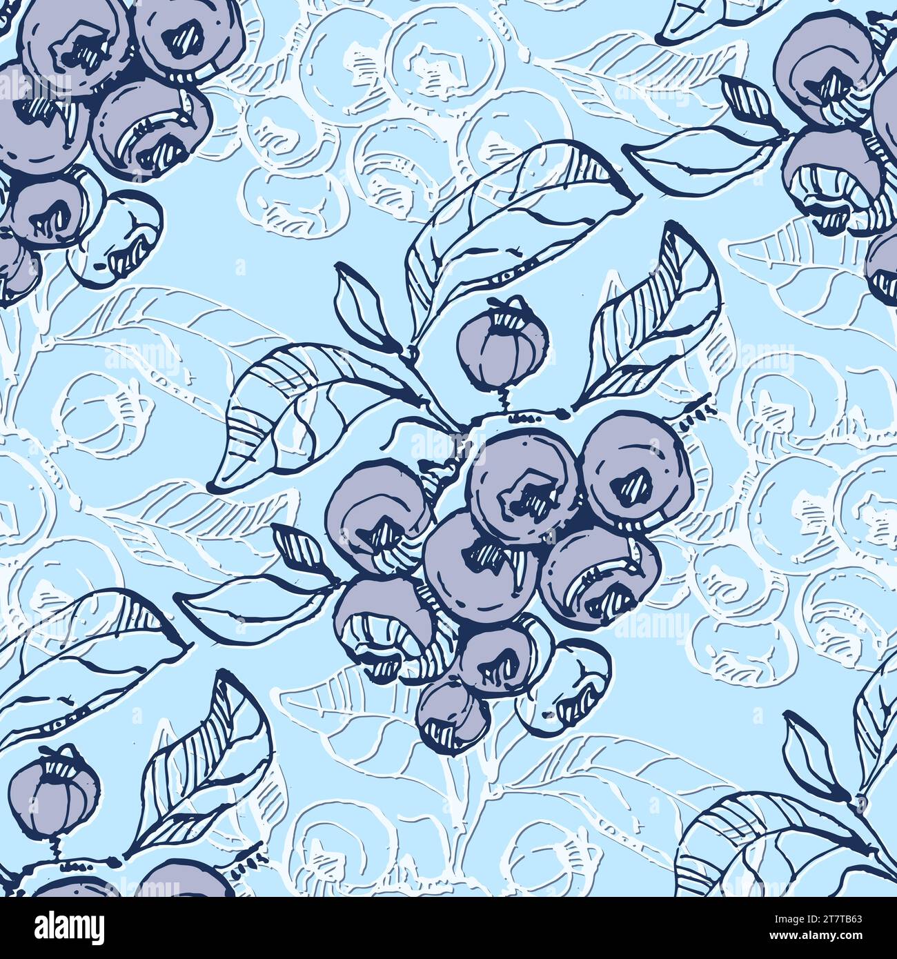 Seamless pattern sketch. Blueberry pattern vector sketch. Blueberry ...