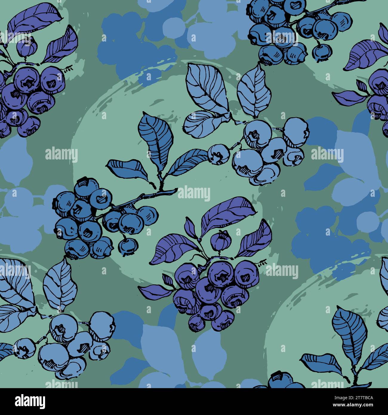 Seamless pattern sketch. Blueberry pattern vector sketch. Blueberry ...