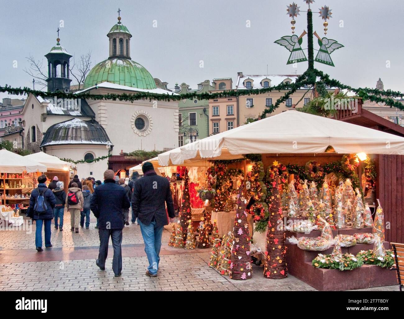 Christmas season street fair at Rynek Glowny or Main Market Square ...