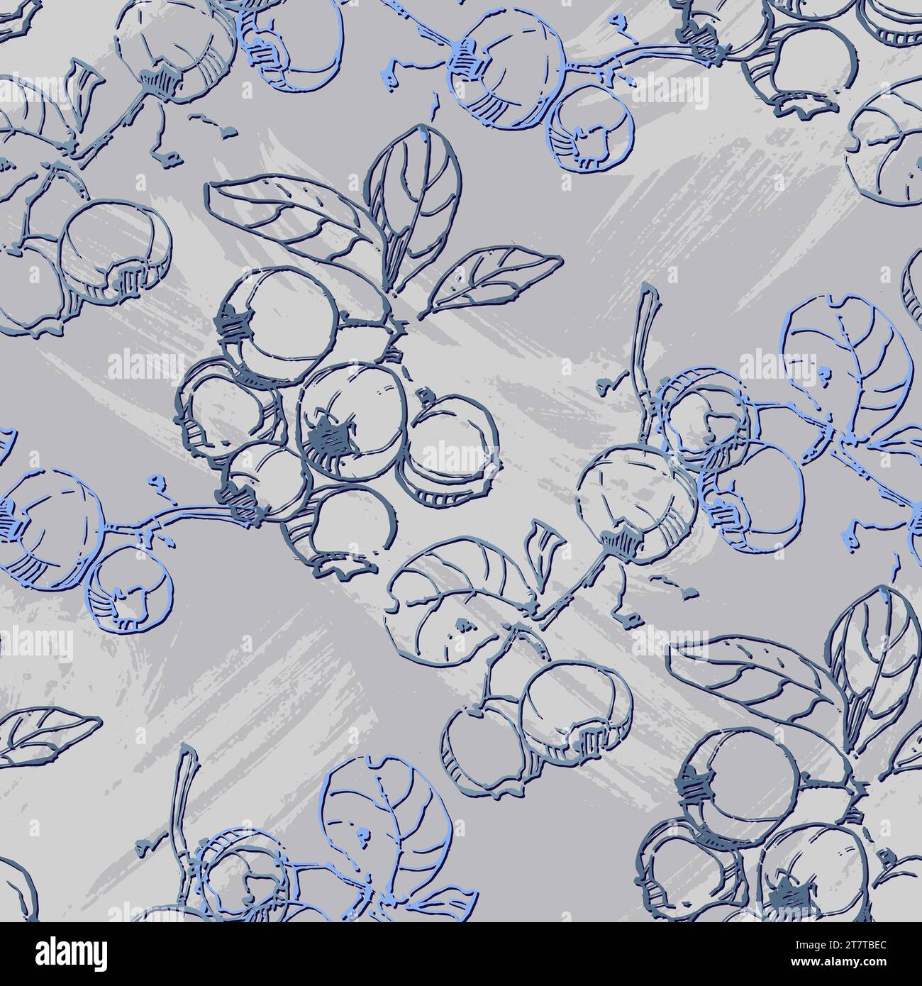 Seamless pattern sketch. Blueberry pattern vector sketch. Blueberry ...