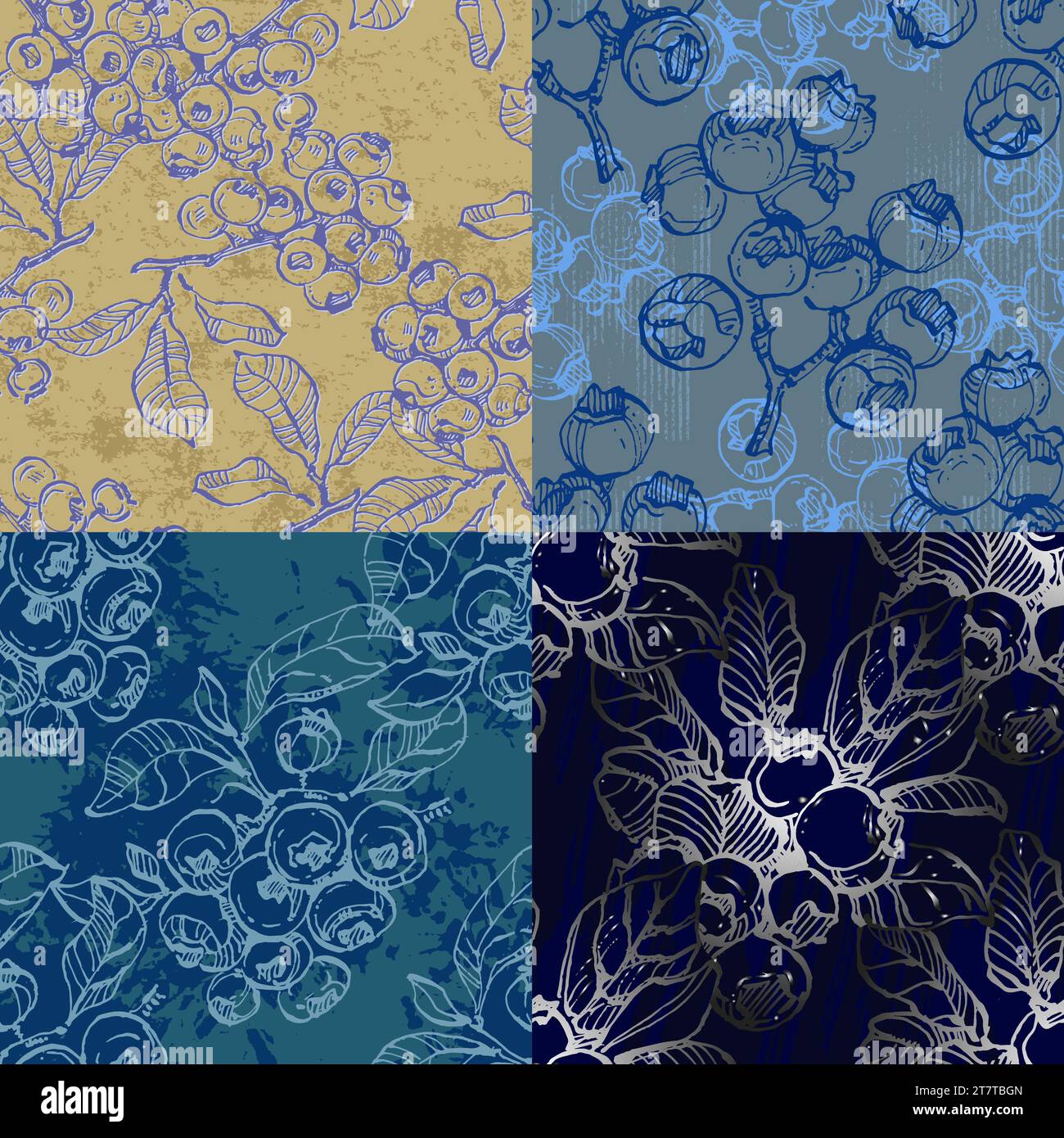 Seamless pattern sketch. Blueberry pattern vector sketch. Blueberry ...