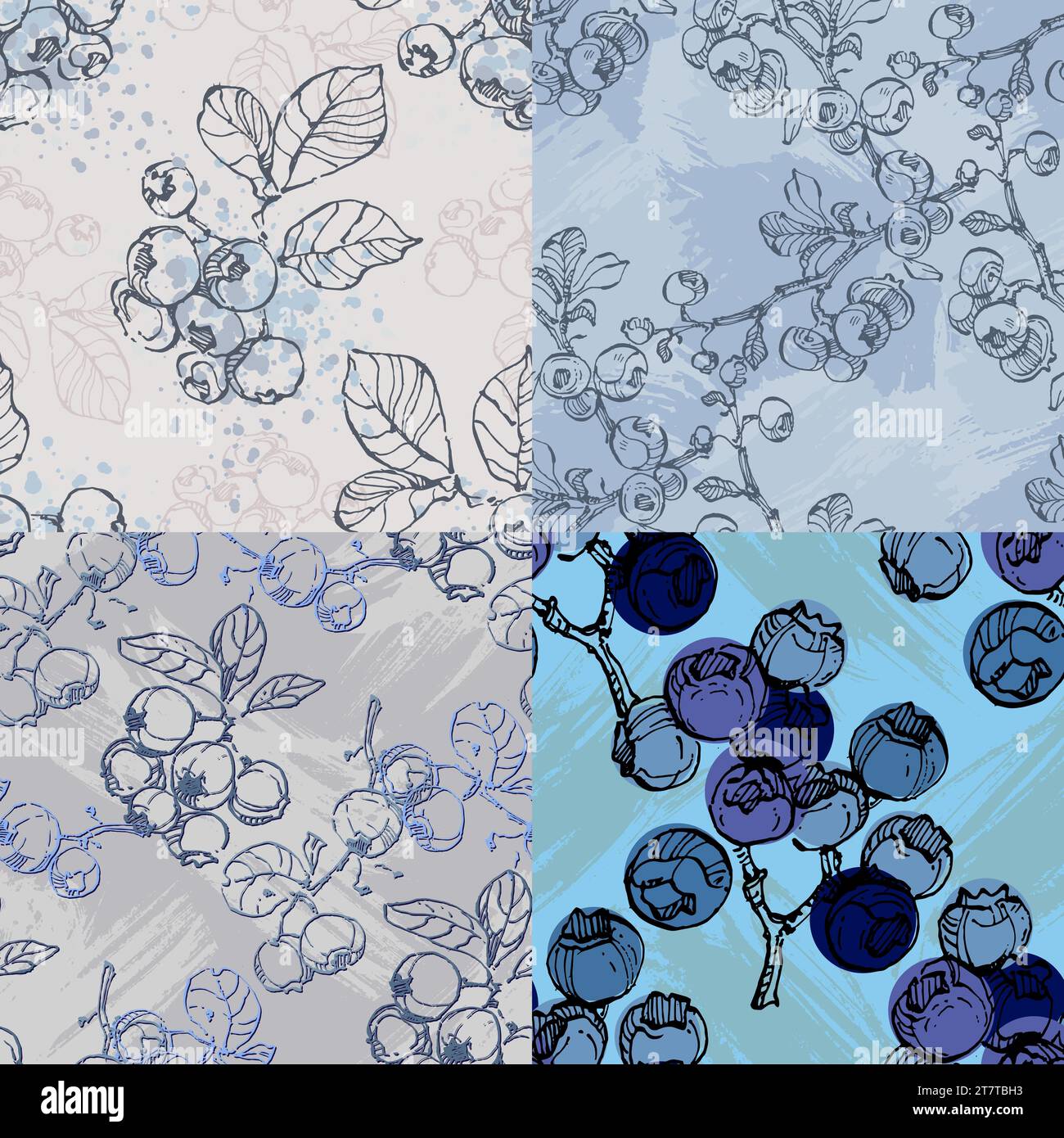 Seamless pattern sketch. Blueberry pattern vector sketch. Blueberry ...
